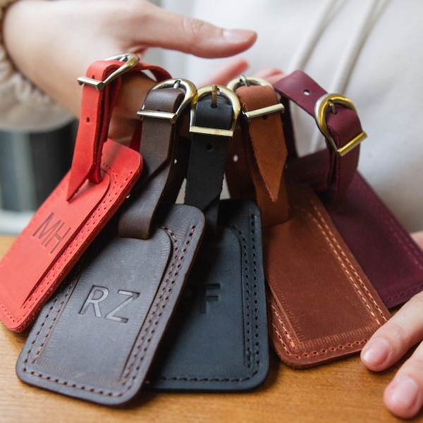 Leather Luggage Tag Personalized With Logo - Etsy