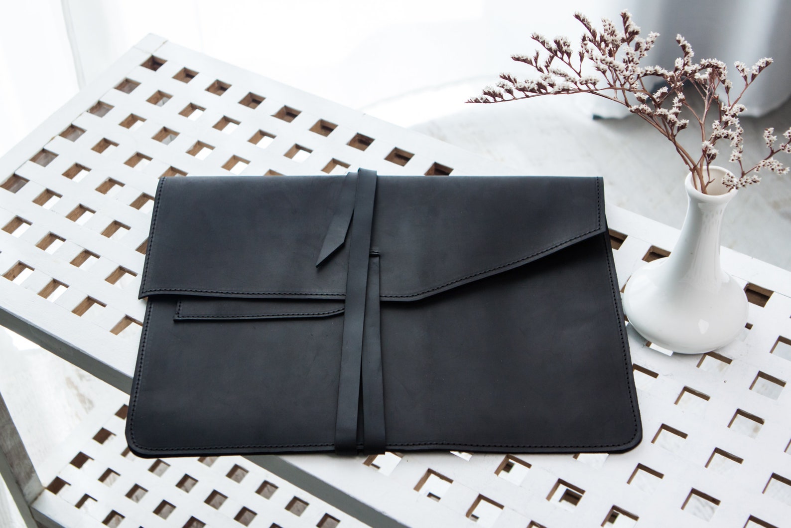 MacBook Pro 16 Sleeve Leather, Black Leather Laptop Case , MacBook Air ...