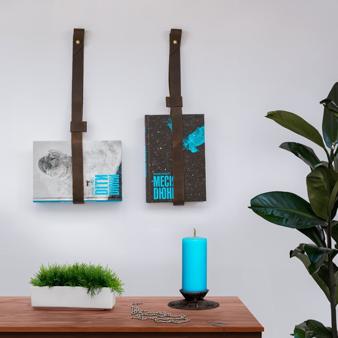 Leather Floating Wall Shelf, Leather Strap for Shelves, Leather Shelf ...