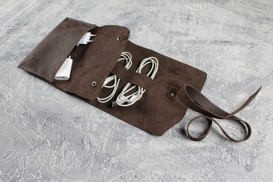 Leather Cord Roll,cable Case,custom Cord Roll,leather Cord Case ...
