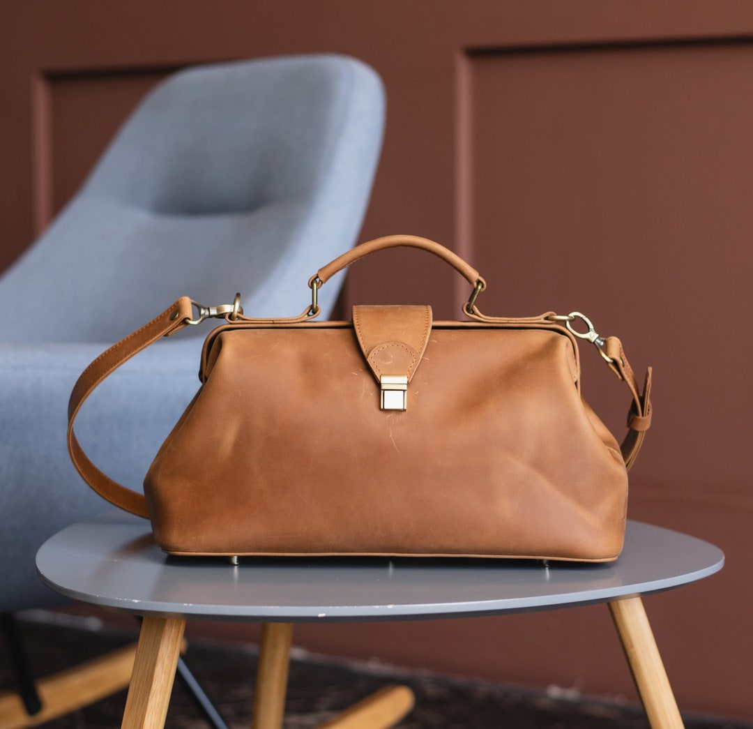 Leather Doctor Bag, Brown Medical Bag, Leather Handbag for Women ...