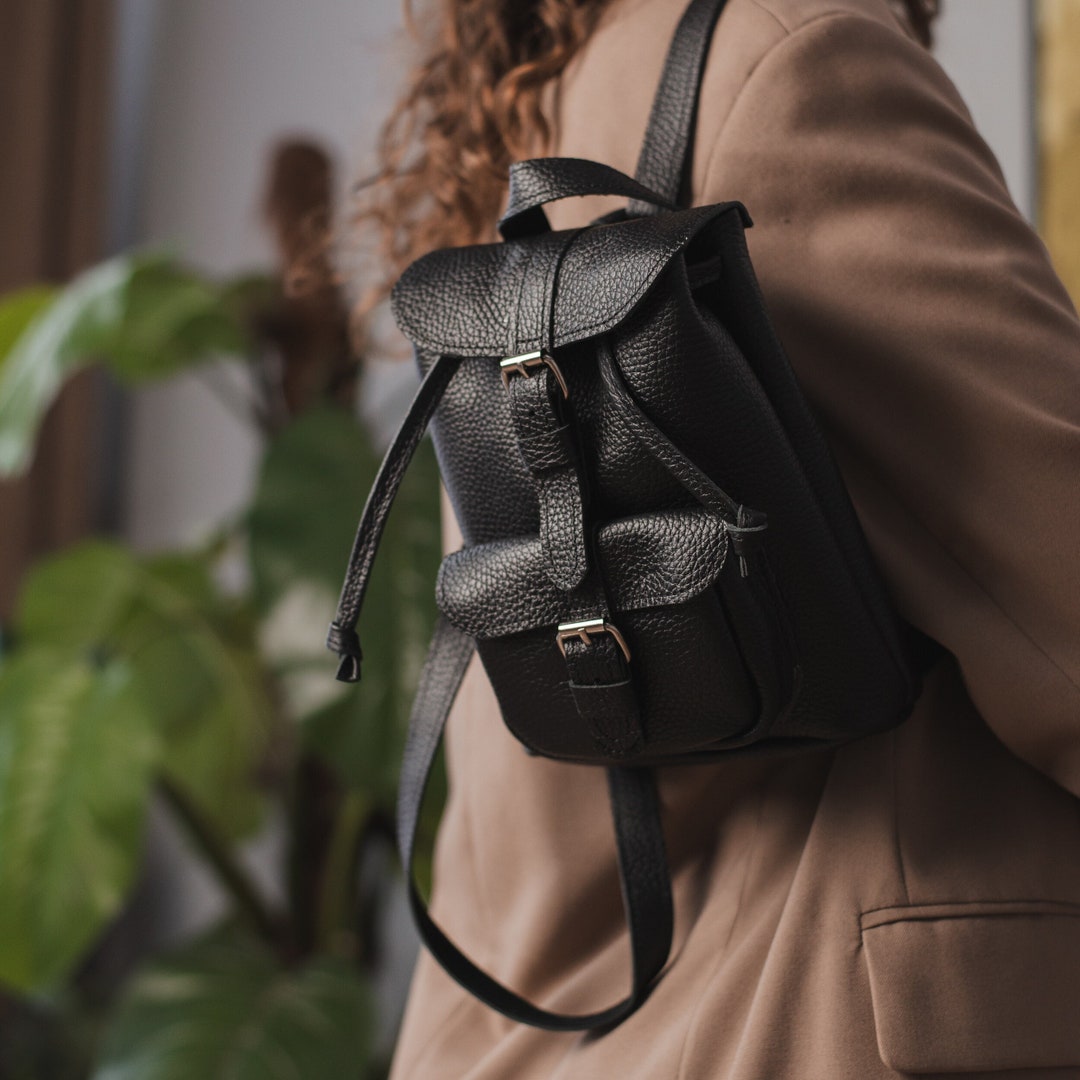 Handmade Leather Small Backpack, Leather Mini Backpack, City Backpack ...