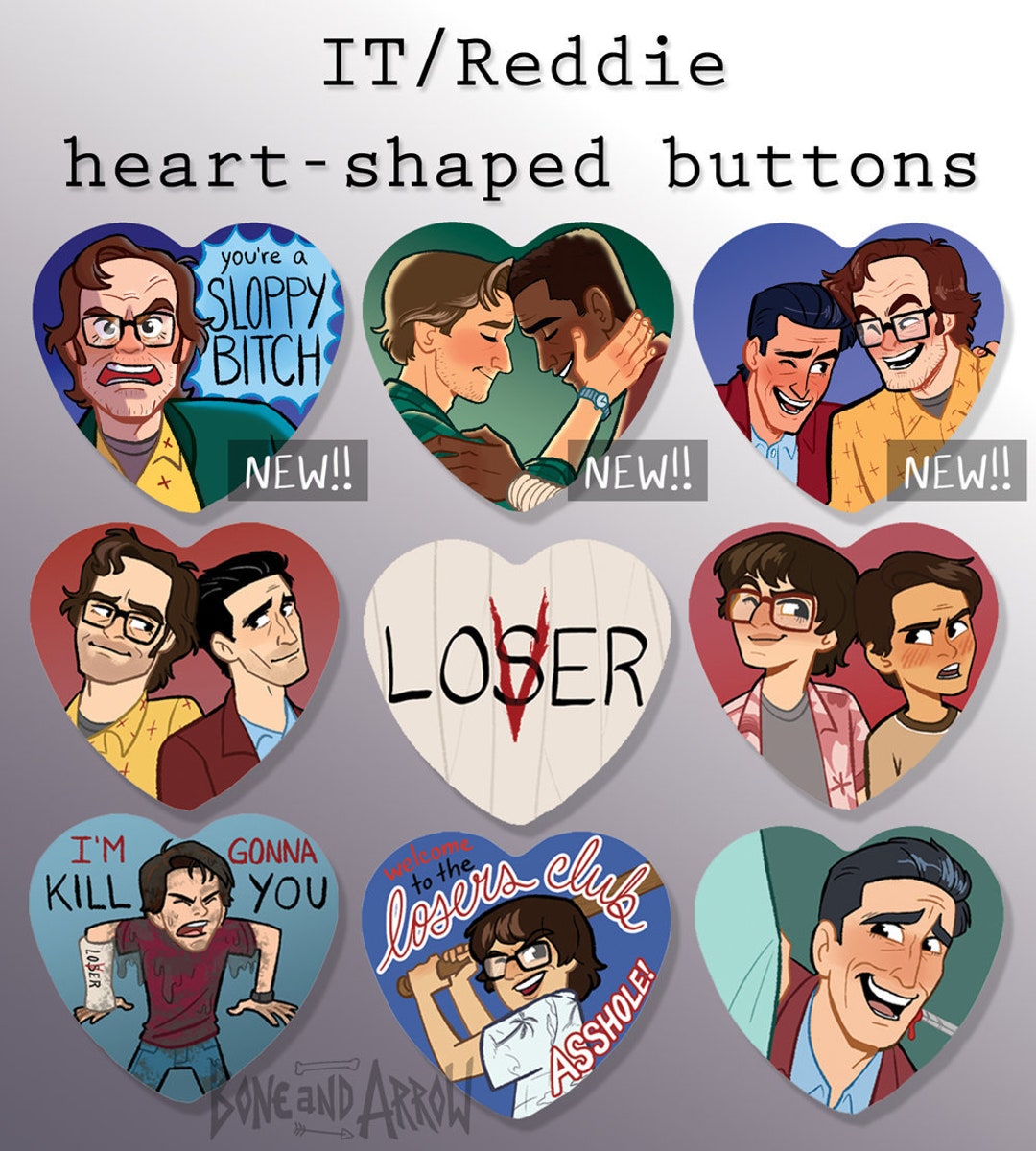 Stephen King's IT + IT: Chapter Two Reddie Heart-shaped Pin Pinback ...