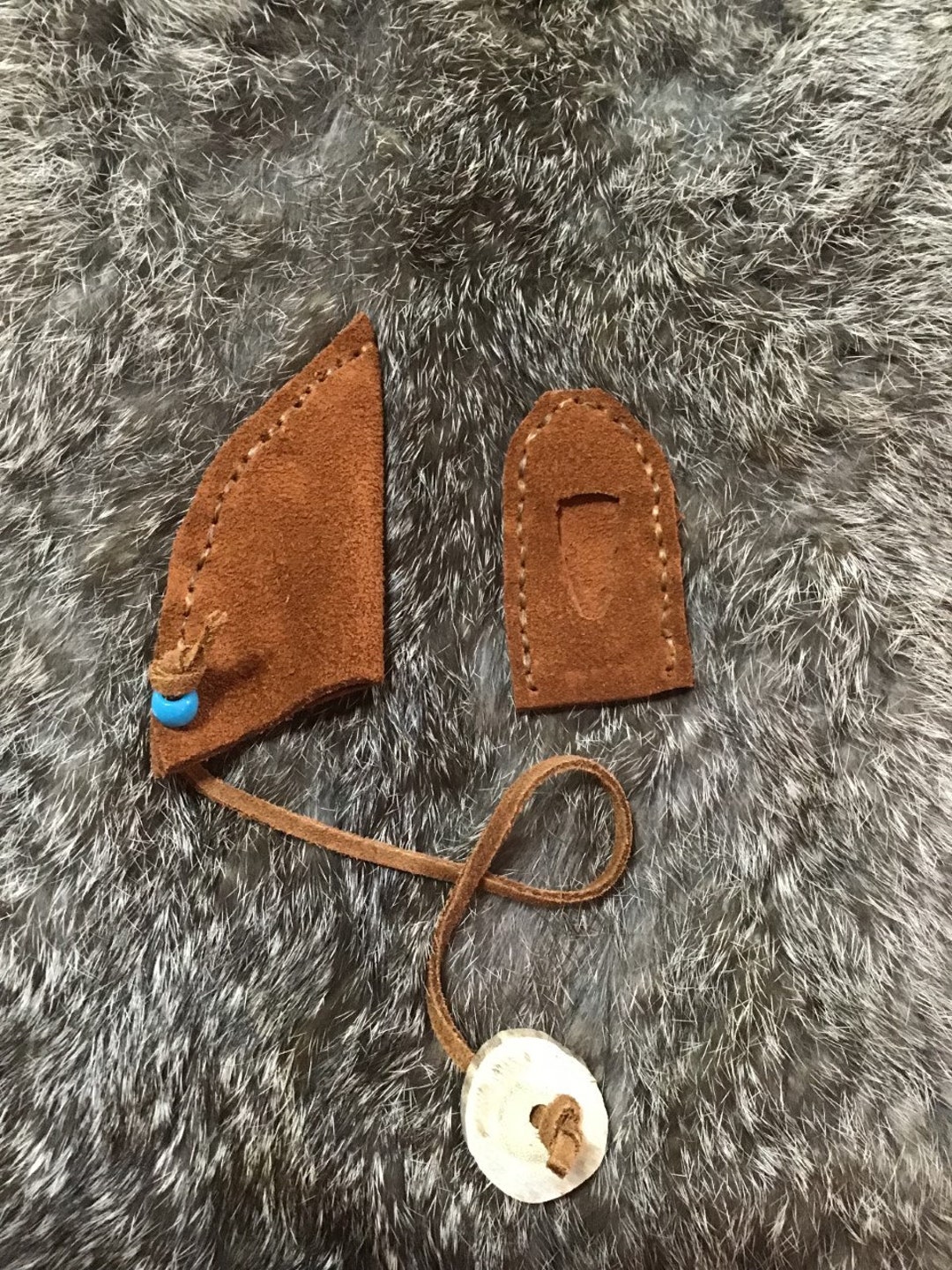 Archery Traditional Leather String Keeper With Bone/antler and Long Bow ...