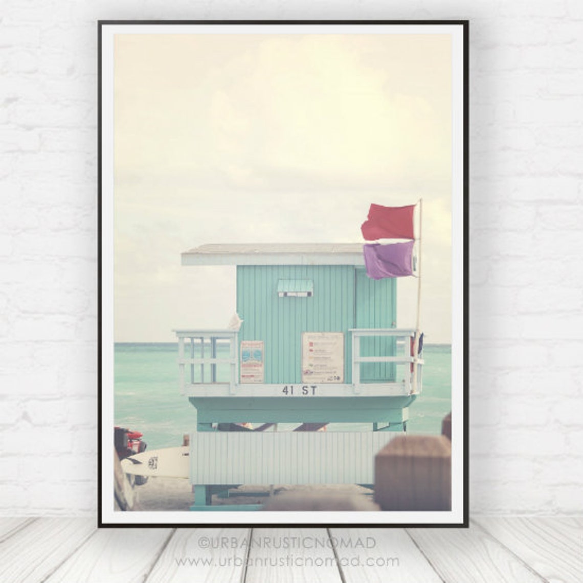Lifeguard Hut Beach Print Miami Art Pastel Pink Pastel - Etsy