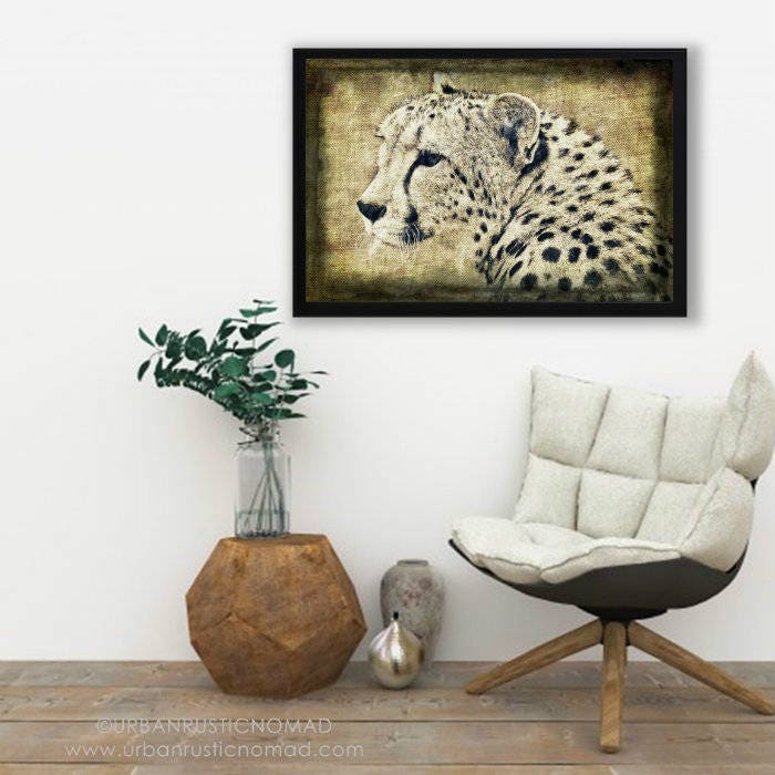 African Cheetah Weathered Sepia Digital Print. Wall Art. - Etsy