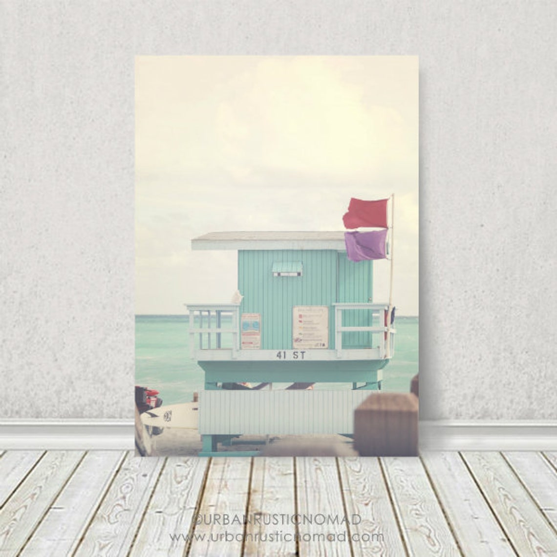 Lifeguard Hut Beach Print Miami Art Pastel Pink Pastel - Etsy