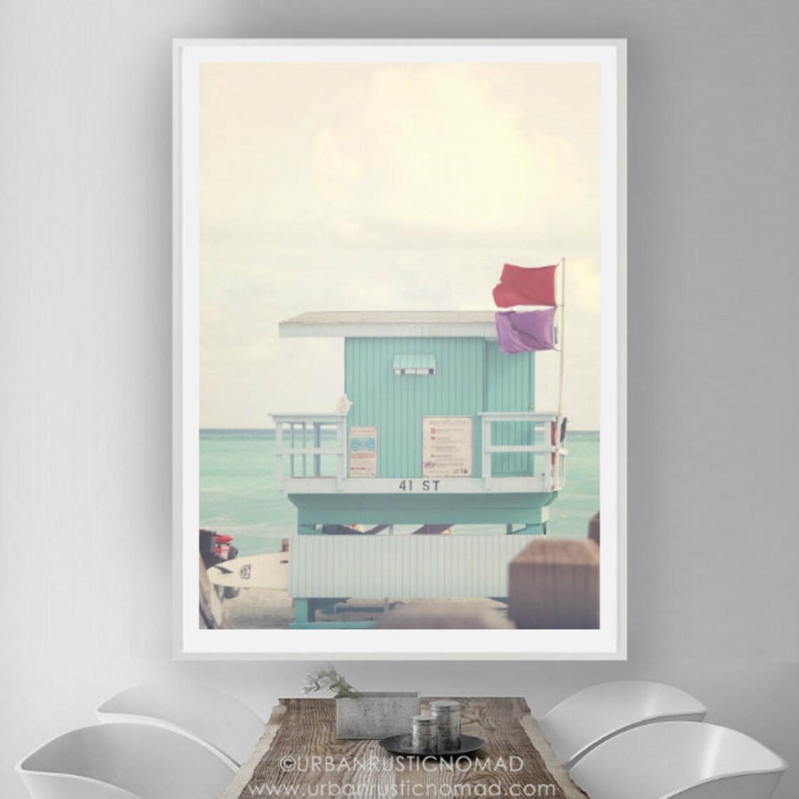 Lifeguard Hut Beach Print Miami Art Pastel Pink Pastel - Etsy