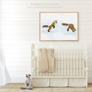 Fox Print, Foxes, Fox Leaping in Snow, Woodland Animals, Printable Wall ...