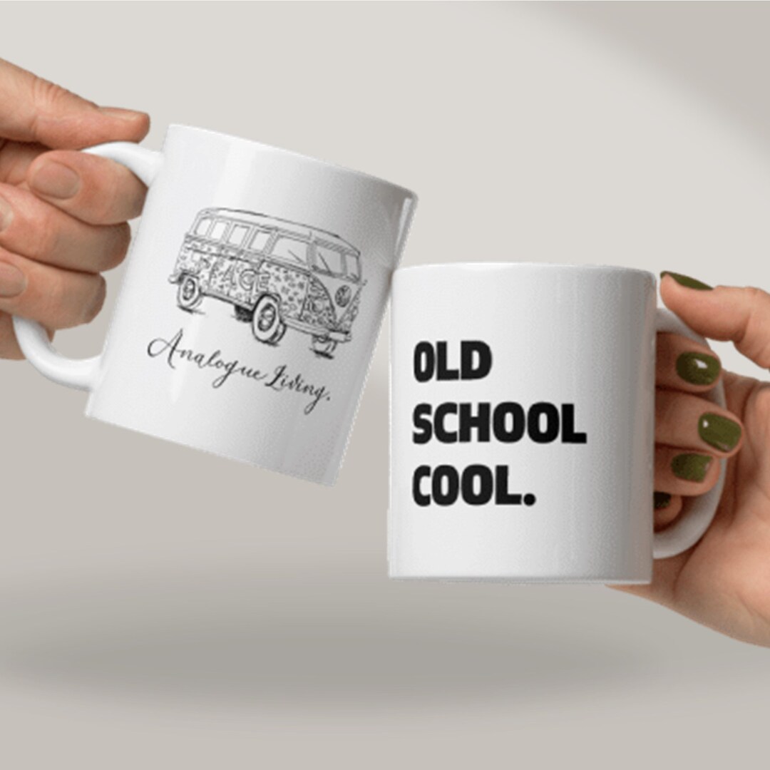 Analogue Living Old School Cool VW Combi Camper Van Peace - Slogan ...