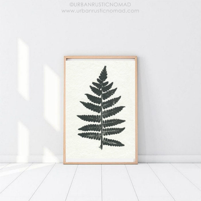 Leaf Frond Print, Black White, Digital Print of Lino on Paper, Tree ...