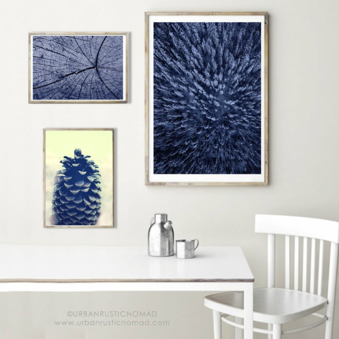 Pine Cone Indigo Denim Blue Wall Art Nordic Print Poster - Etsy