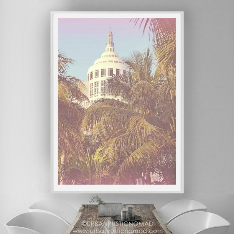 Miami Art Pastel Pink Miami Hotel Palm Trees Art Deco - Etsy