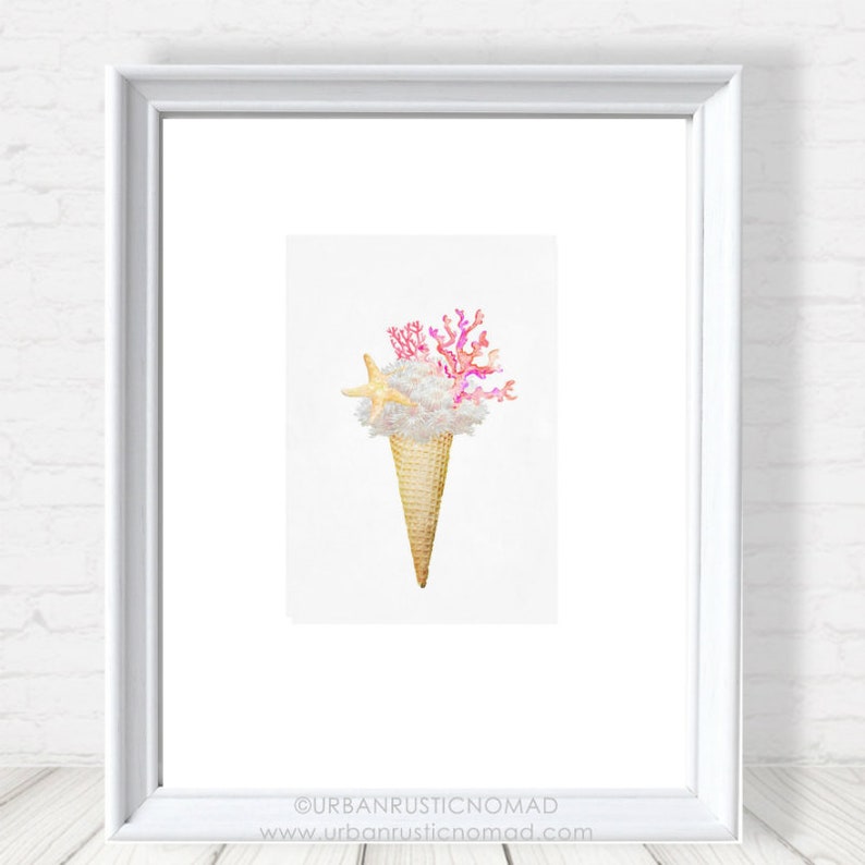 Sea Coral Ice Cream Cone Set of 5 Underwater Coastal - Etsy