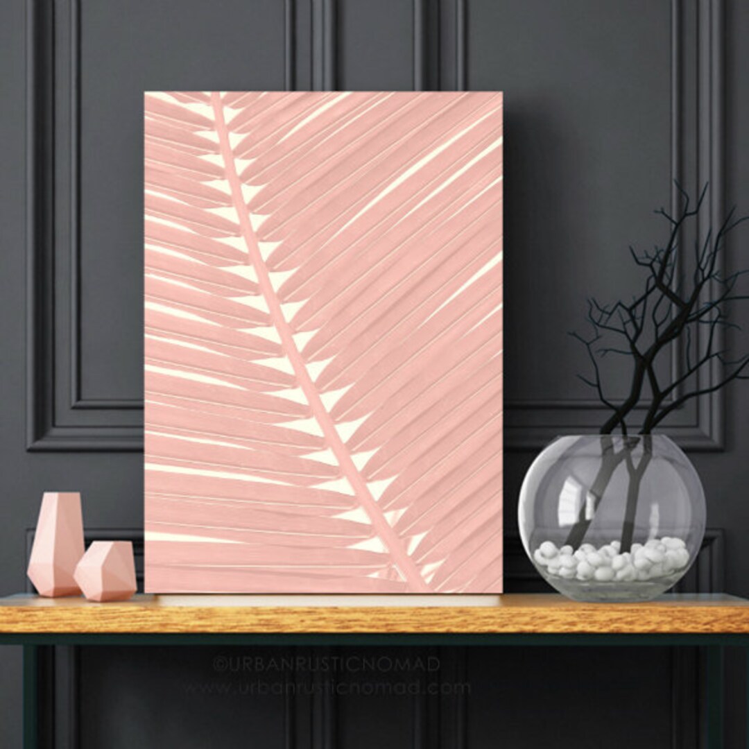 Palm Tree Frond Dusty Pink, Tropical Decor Photography, Wall Art ...