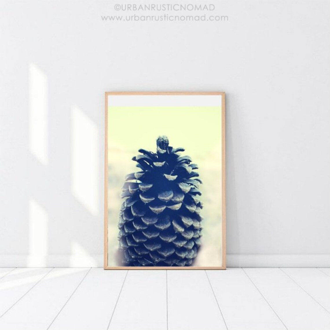 Pine Cone Indigo Denim Blue Wall Art Nordic Print Poster | Etsy