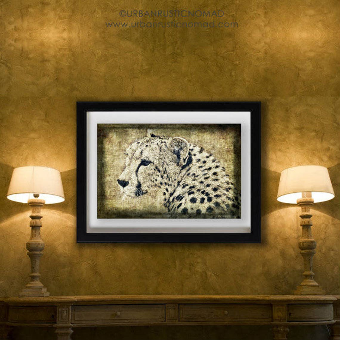 African Cheetah Weathered Sepia Digital Print. Wall Art. | Etsy