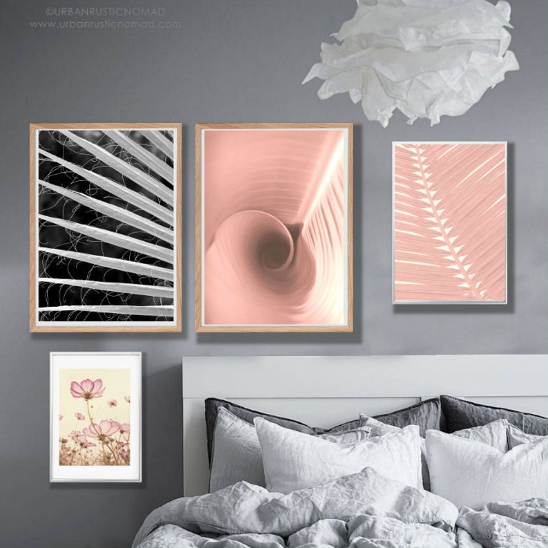 Palm Tree Frond Dusty Pink Tropical Decor Photography Wall | Etsy