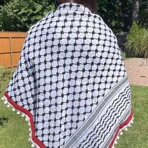 White and Black Shemagh With Embroidery Trim - Etsy