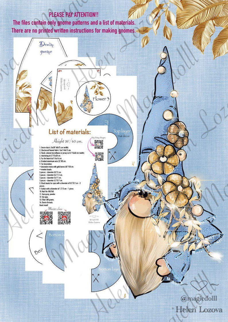 Pattern Pdf Scandinavian Denim Gnome, House Home Decor, DIY Handmade ...