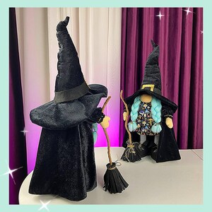 Pattern Pdf Scandinavian Gnome Witch in Black for Halloween, Gnome in Cloak, Decor for Halloween ...