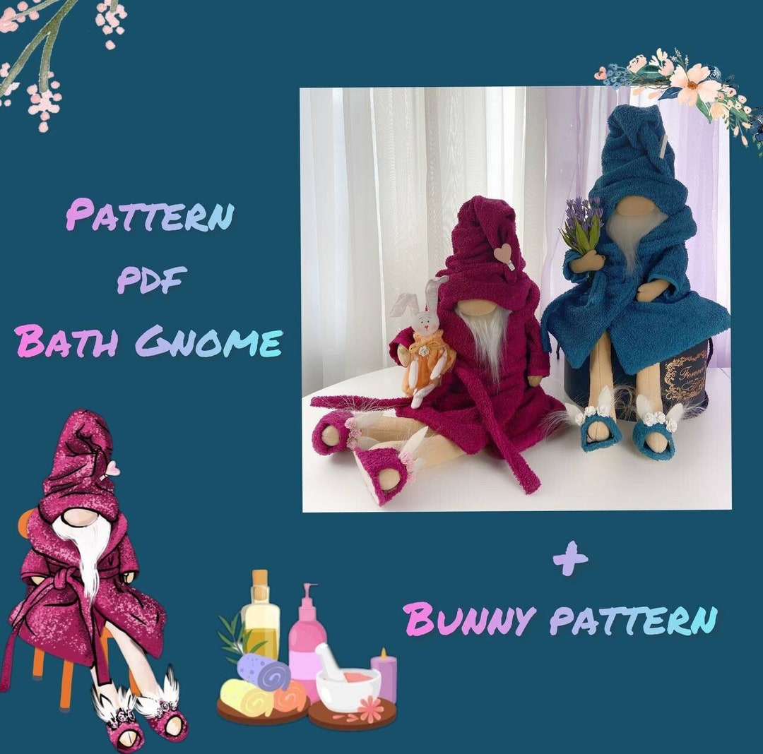 Pattern Pdf Scandinavian Bath Gnome, Gnome in a Terry Robe, Present ...