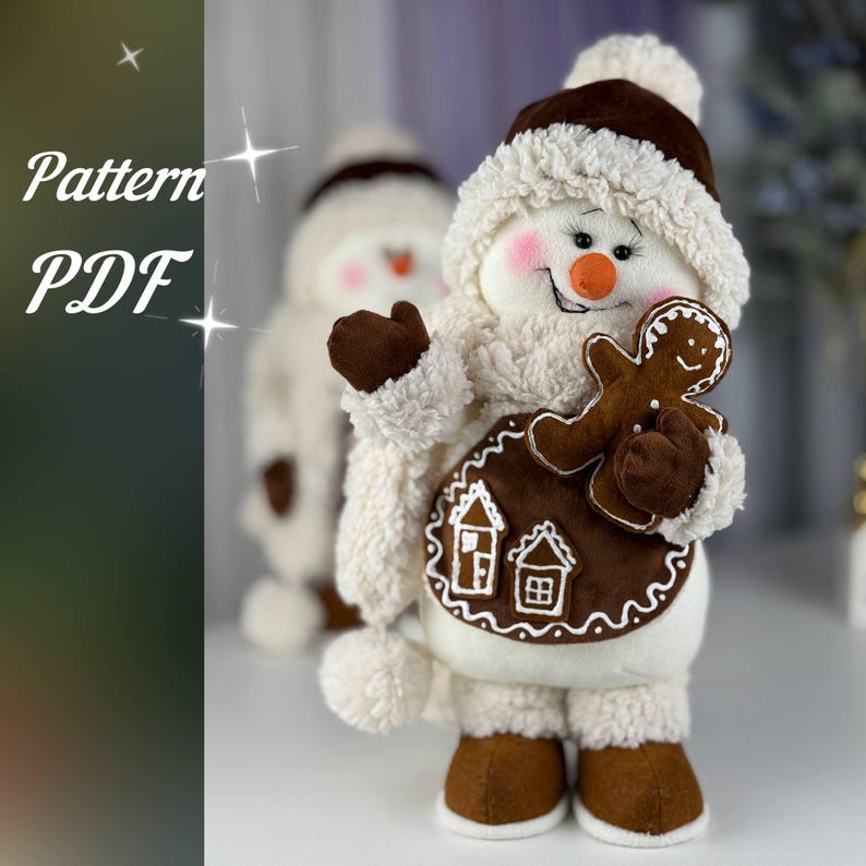 Pattern Pdf for Gingerbread Snowman, сhristmas Decor, DIY Handmade ...