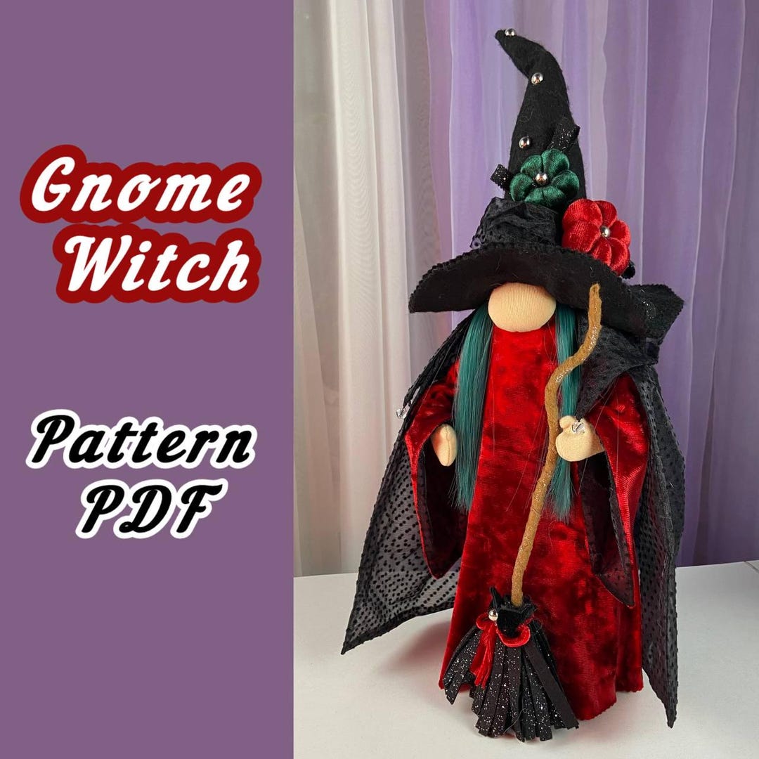 Pattern Pdf Scandinavian Gnome Lady Witch for Halloween, Gnome in Cloak ...