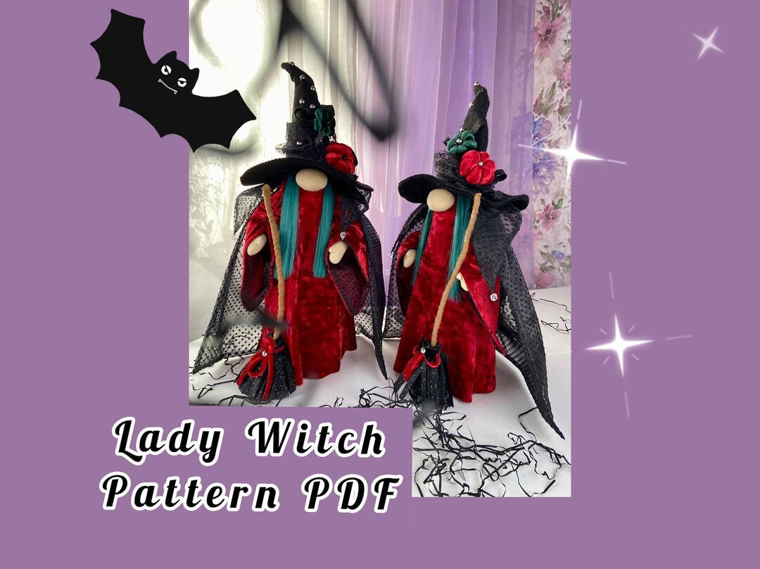 Pattern Pdf Scandinavian Gnome Lady Witch for Halloween, Gnome in Cloak ...