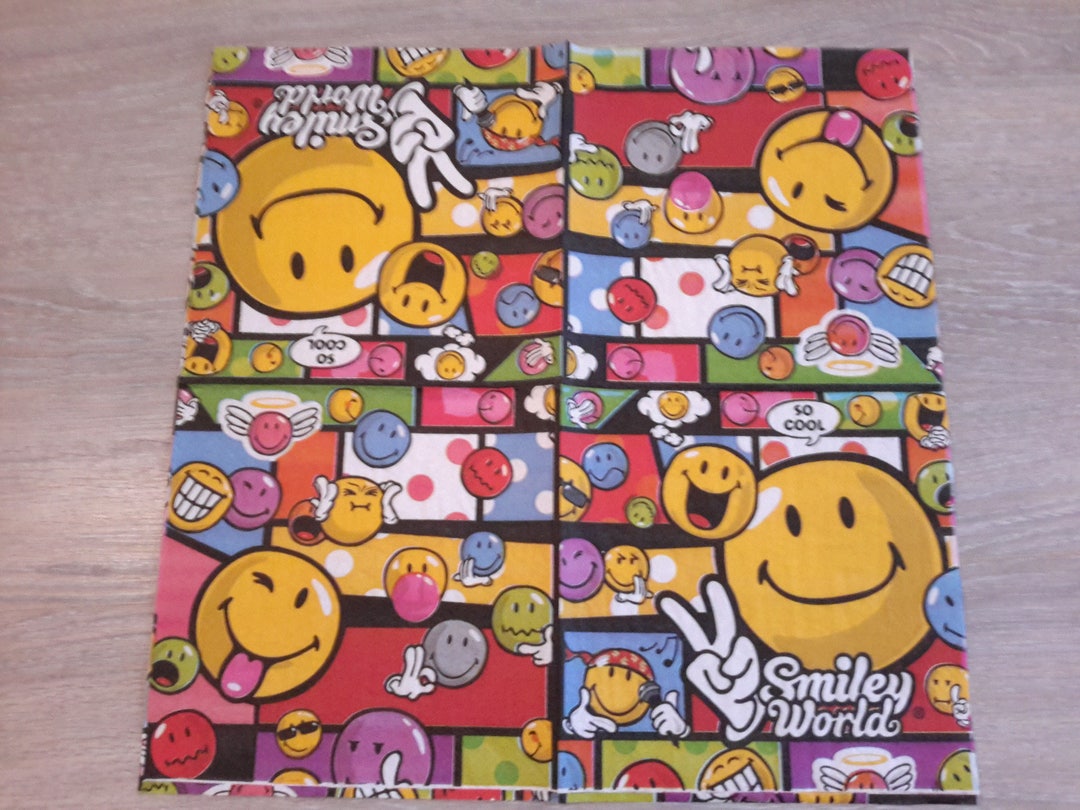 Set of 2 Paper Napkins Depicting Smileys - Etsy