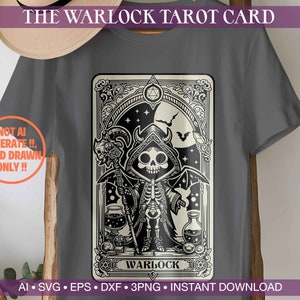 Dnd Warlock Class SVG, Skeleton Tarot Card Digital Art, Gothic Fantasy ...