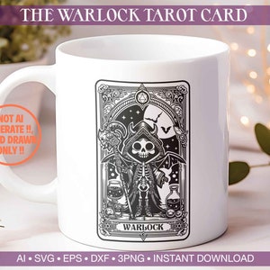 Dnd Warlock Class SVG, Skeleton Tarot Card Digital Art, Gothic Fantasy ...