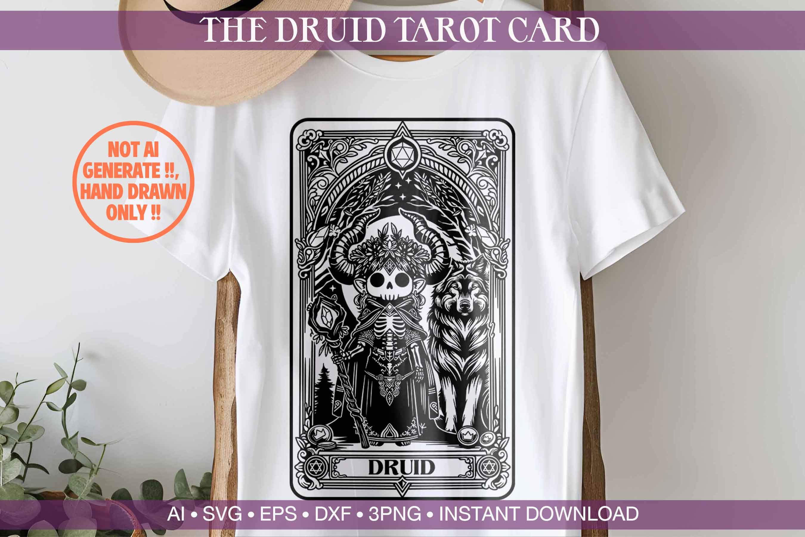 Dnd Druid Class SVG, Skeleton Tarot Card Digital Art, Gothic Fantasy ...