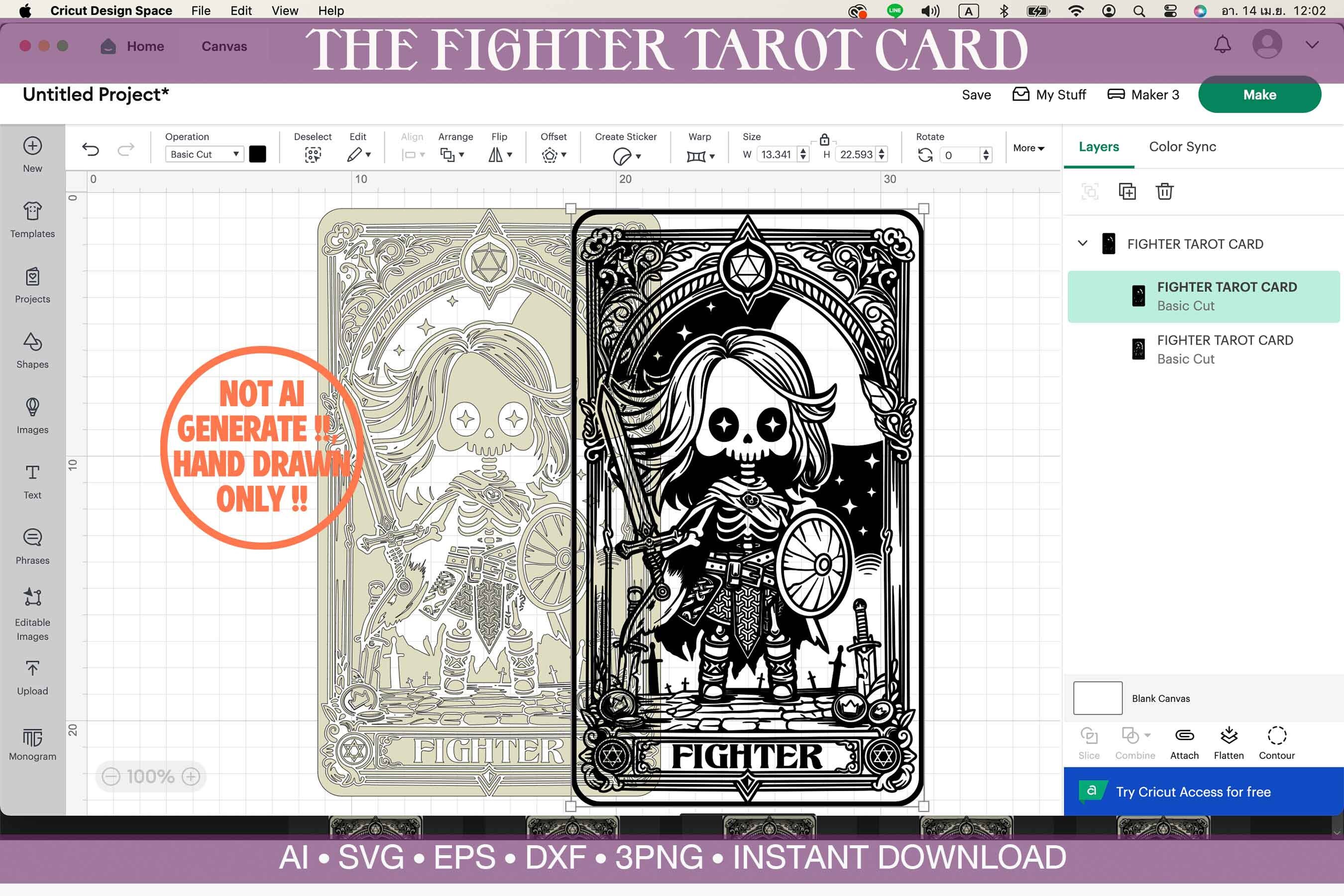 Dnd Fighter Class SVG, Skeleton Tarot Card Digital Art, Gothic Fantasy ...