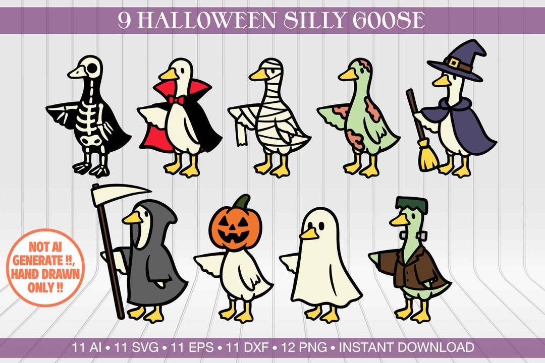Just A Spooky Goose Halloween Bundle: Funny Animal Clipart & Digital ...