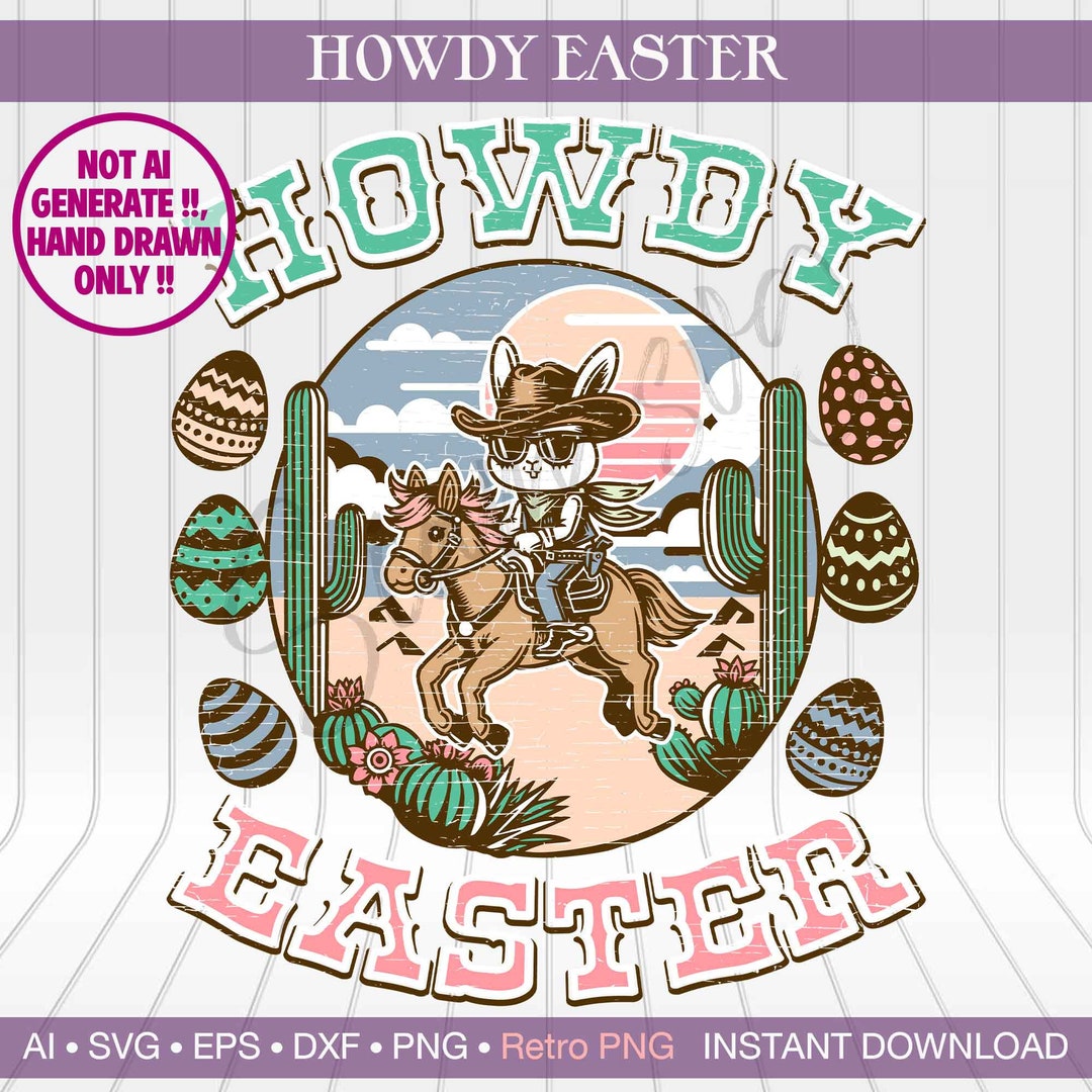 Howdy Easter Bunny Png Svg Eps Dxf ∞ Western Easter Bunny Boy Png ∞ Howdy Easter Png ∞ Western ...