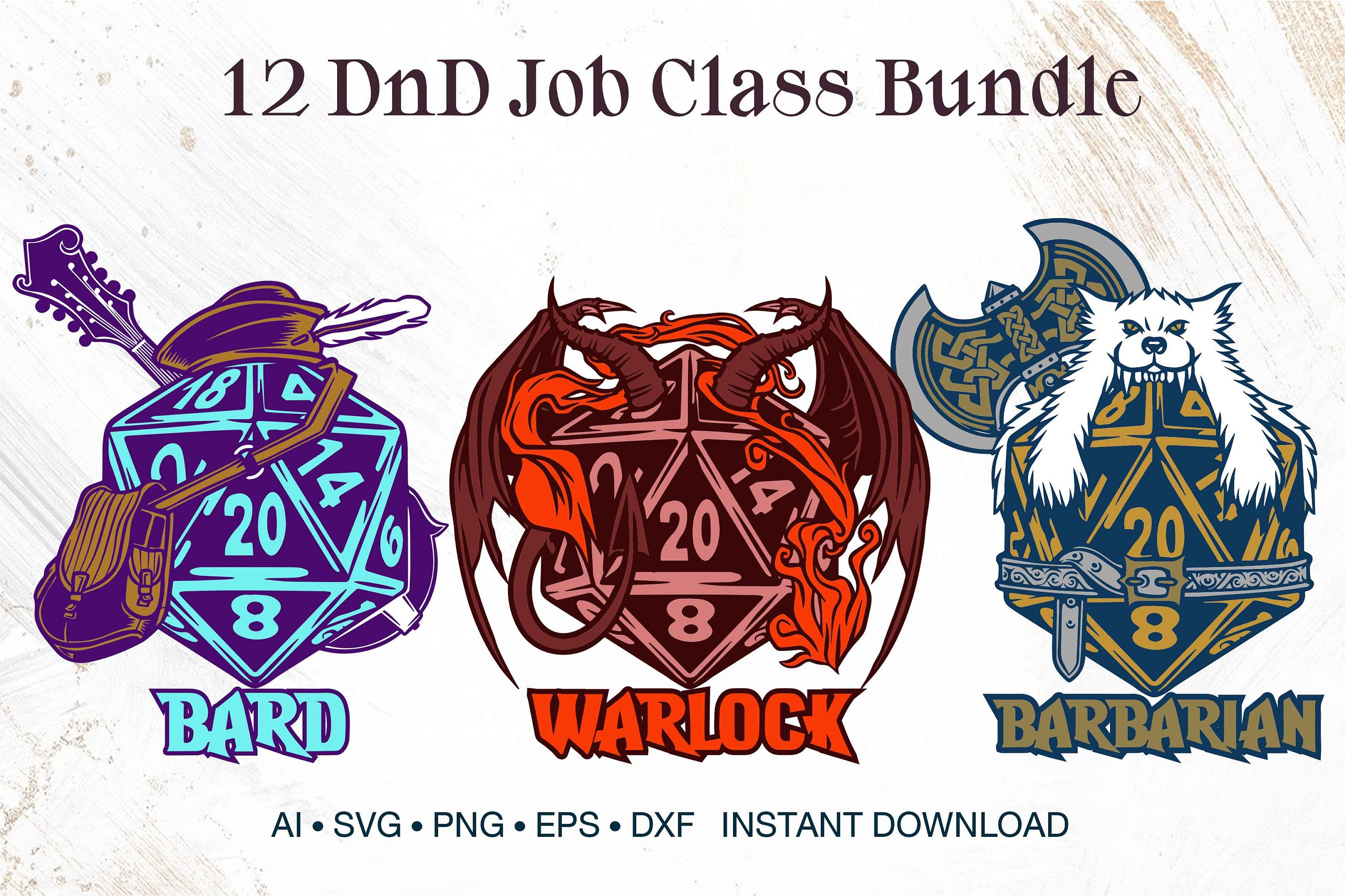 12 Dnd Character Job Class Svg Bundle Dungeons and Dragons - Etsy Australia
