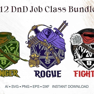 12 Dnd Class Bundle SVG, D20 Dice RPG Emblems Designs, RPG Digital ...