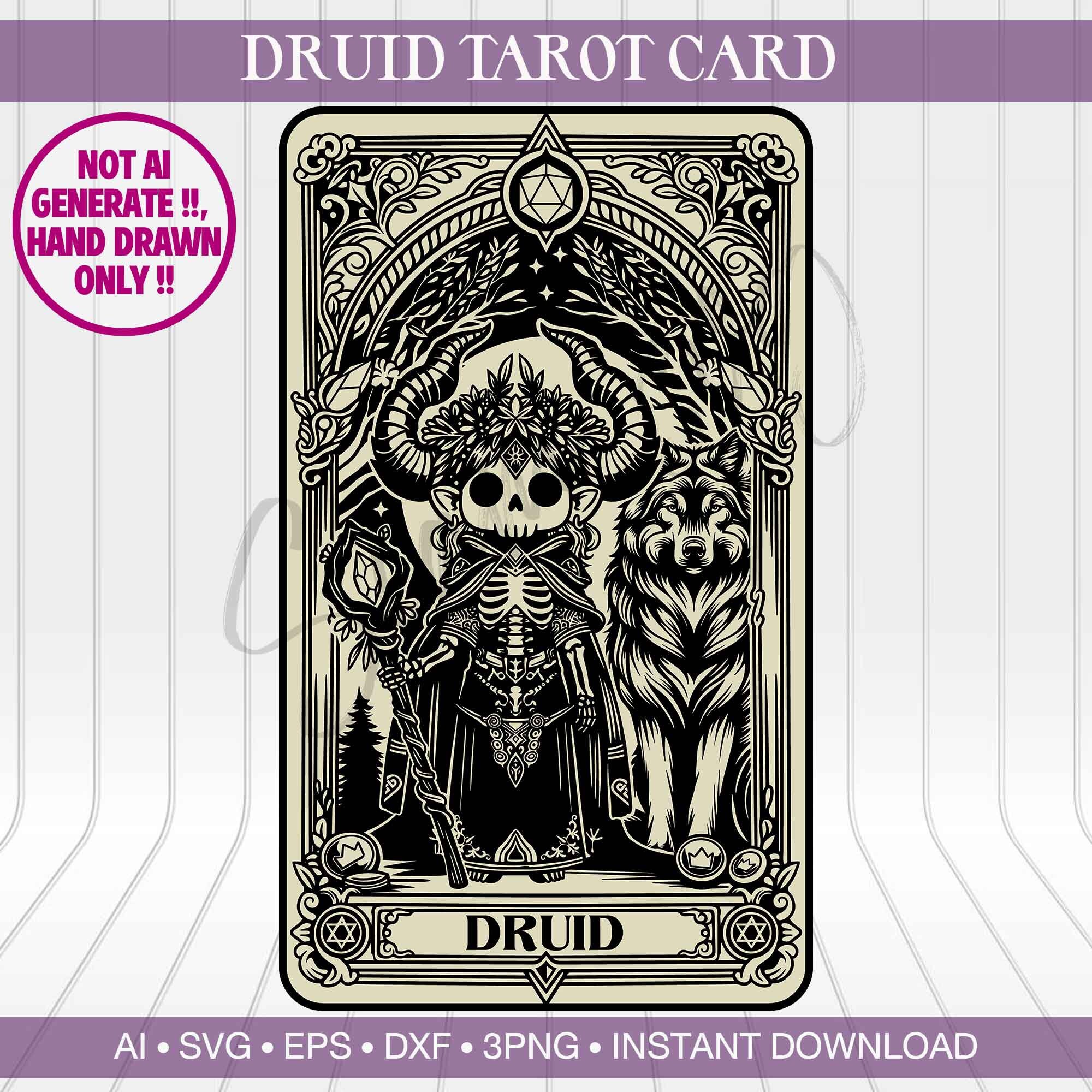 Dnd Druid Class SVG, Skeleton Tarot Card Digital Art, Gothic Fantasy ...