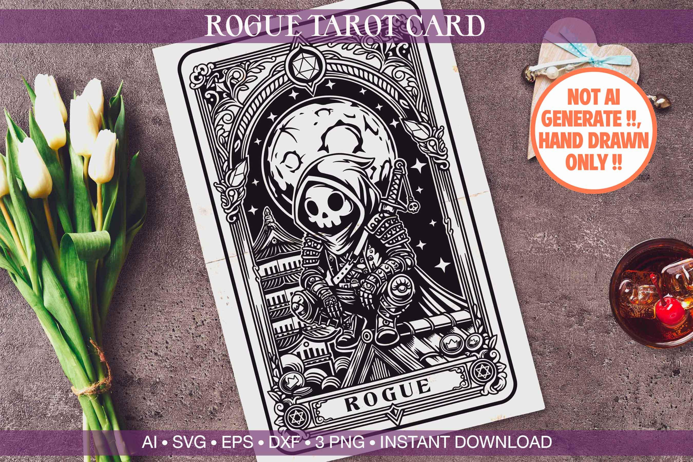 Dnd Rogue Character SVG, Skeleton Tarot Card Digital Art, Gothic ...