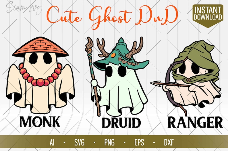 13 Dnd Cute Ghost Classes Halloween Svg Bundle ∞ Dungeons and Dragons ...
