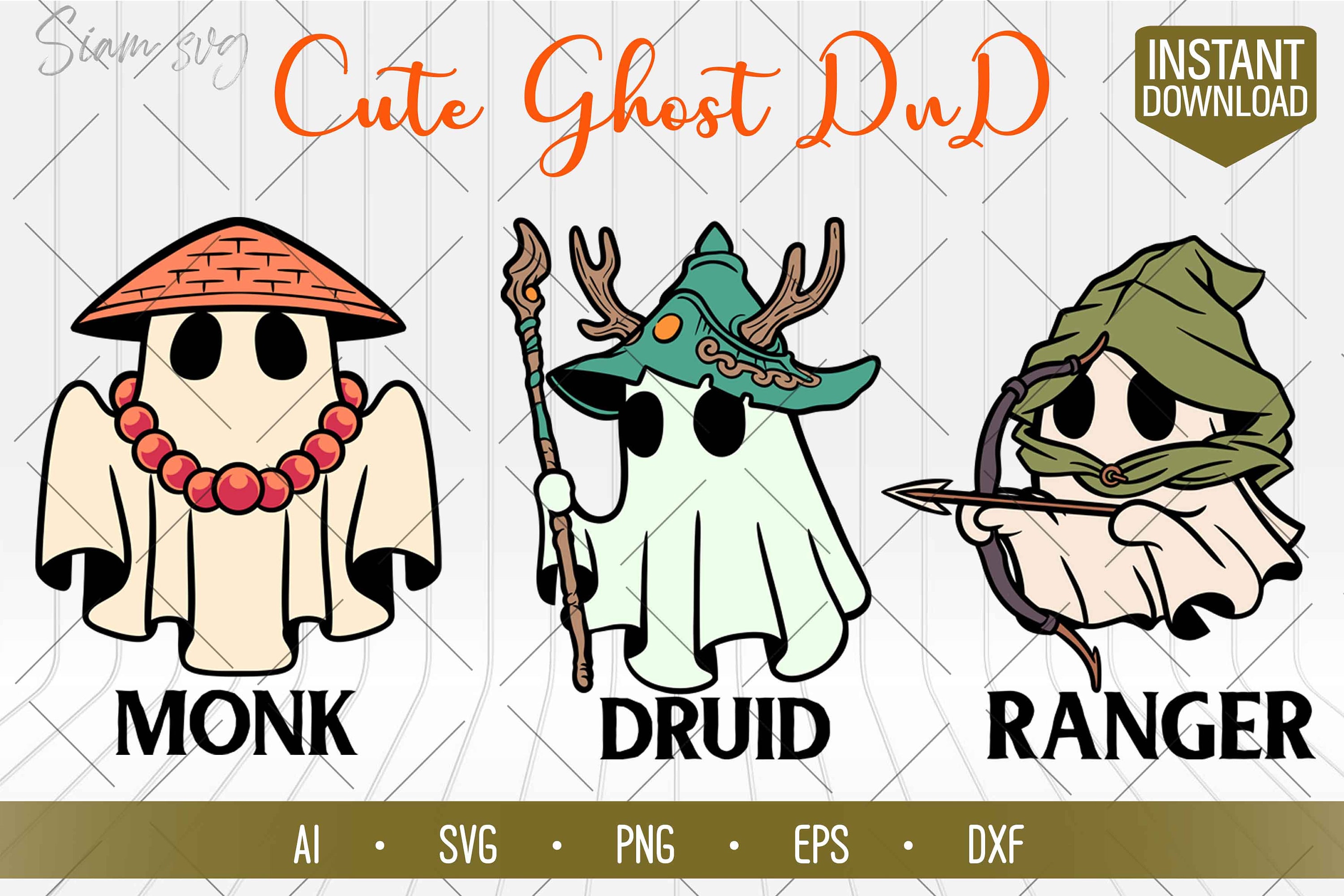 13 Dnd Cute Ghost Classes Halloween Svg Bundle Dungeons and Dragons Svg ...
