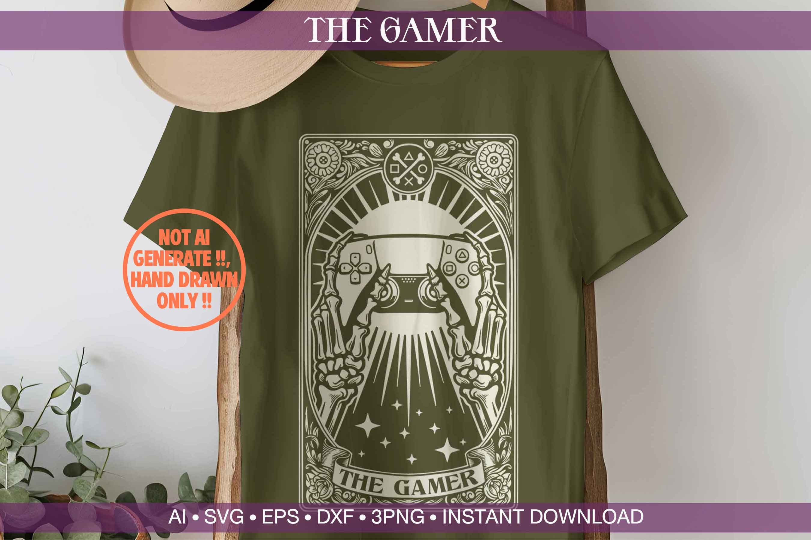 The Gamer Tarot Card SVG, Skeleton Gaming & Controller Digital Art ...