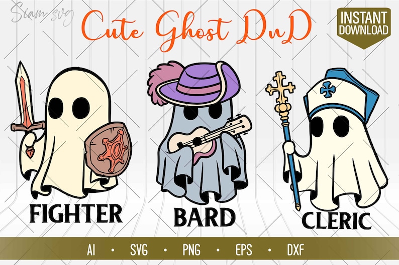13 Dnd Cute Ghost Classes Halloween Svg Bundle ∞ Dungeons and Dragons ...