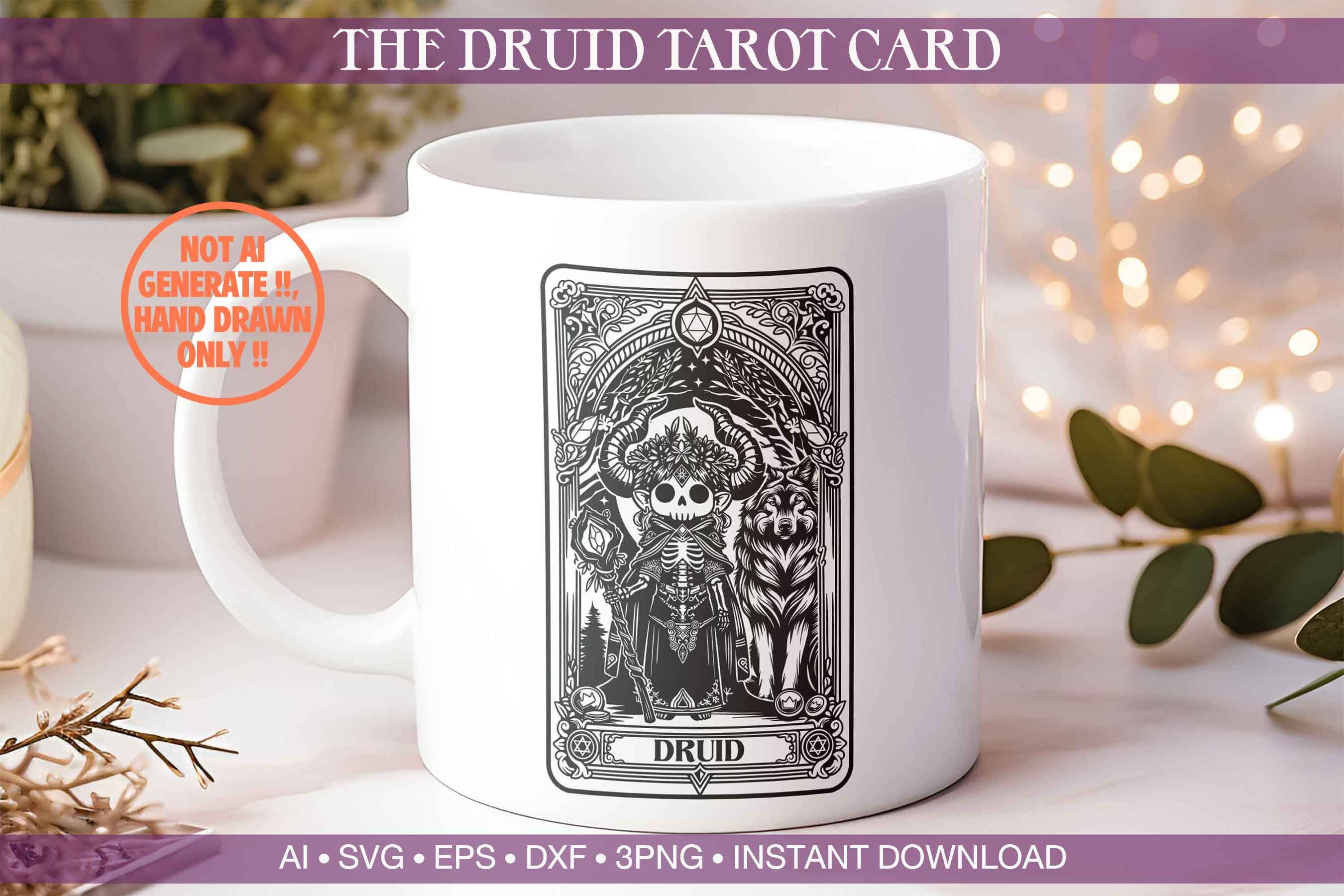 Dnd Druid Class SVG, Skeleton Tarot Card Digital Art, Gothic Fantasy ...