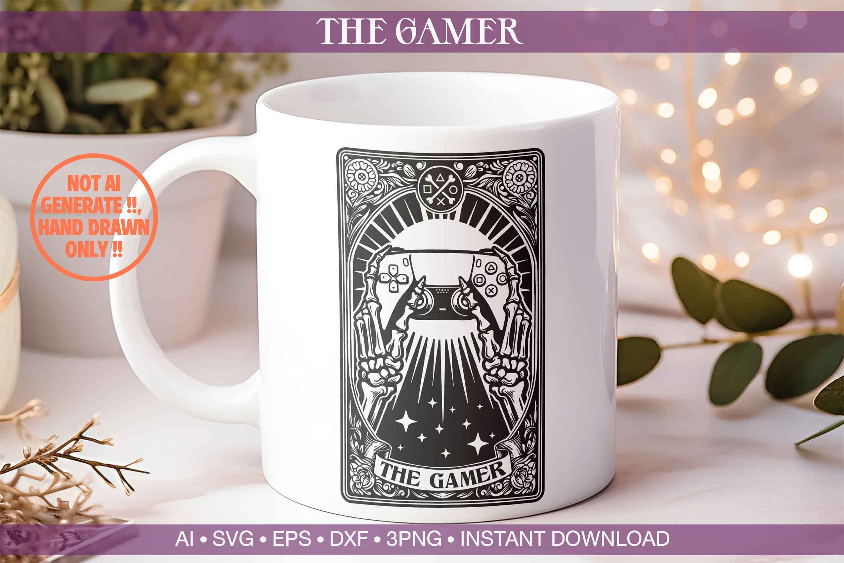 The Gamer Tarot Card SVG, Skeleton Gaming & Controller Digital Art ...