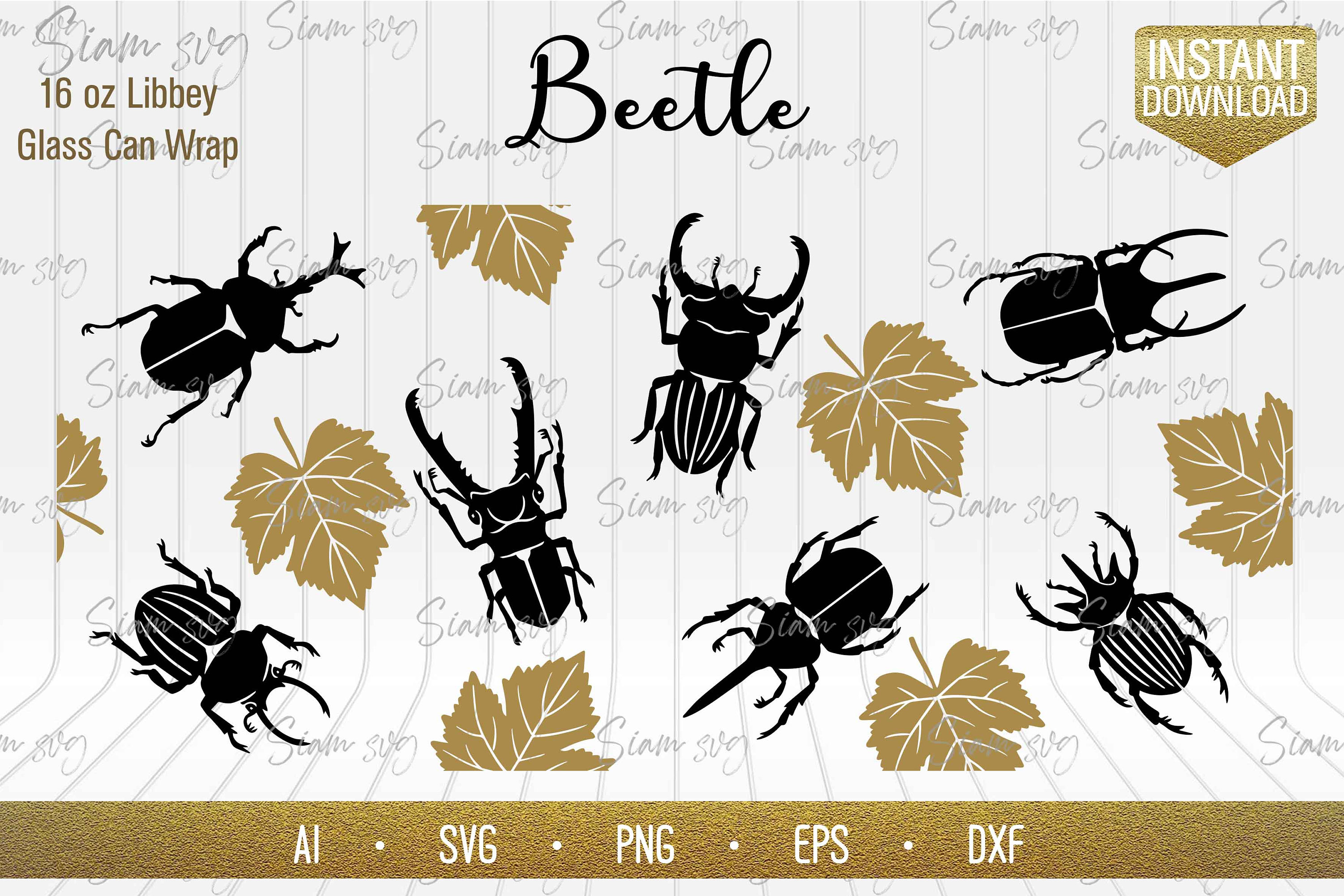 Beetle Svg ∞ Libbey Glass 16oz ∞ Beer Can Glass Svg ∞ Insect Svg ∞ Leaf Svg ∞ Bug Svg ∞ Spring ...