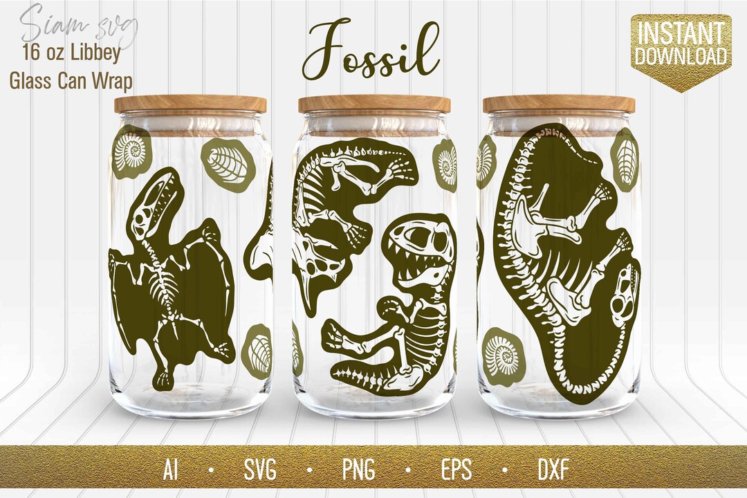 Fossil Svg ∞ Libbey Glass 16oz ∞ Beer Can Glass Svg ∞ Dinosaur Svg ∞ ...