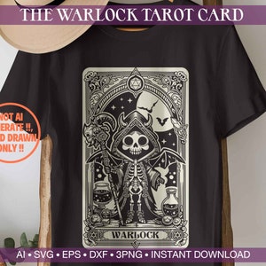 Dnd Warlock Class SVG, Skeleton Tarot Card Digital Art, Gothic Fantasy ...
