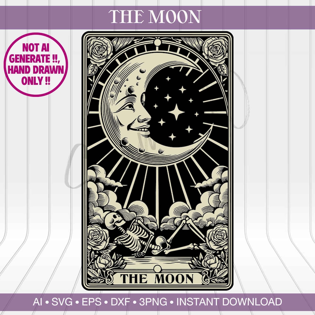 The Moon Tarot Card Png Ai Eps Dxf Svg ∞ Witchie Tarot Cards ∞ Indie ...
